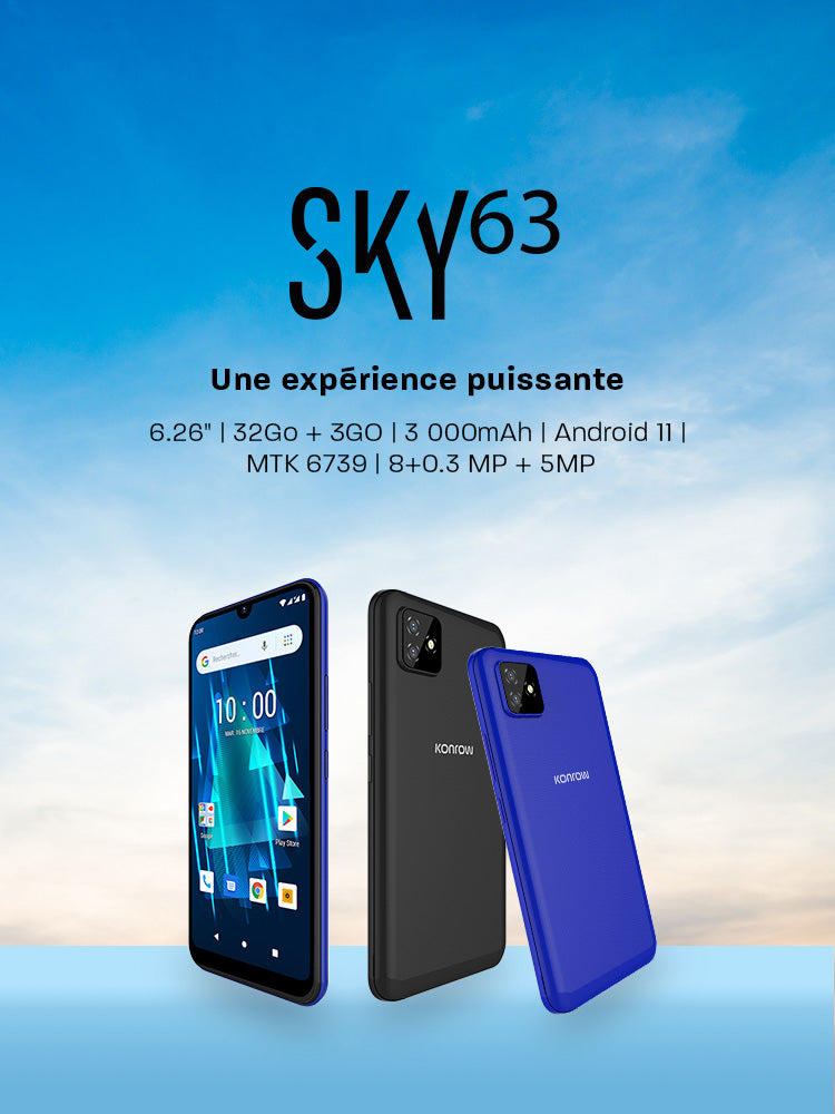 SKY63 (Double Sim - 4G - Écran 6.26'' - 32 Go, 3 Go RAM) – Konrow France