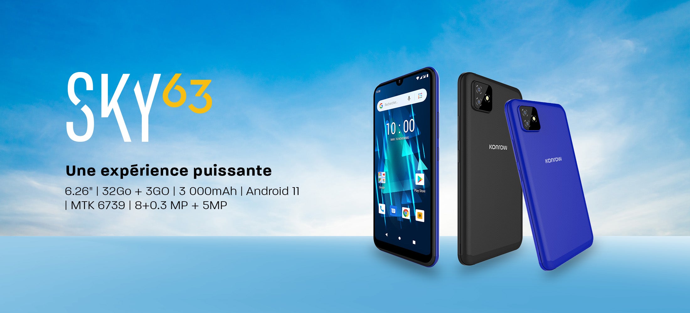 SKY63 (Double Sim - 4G - Écran 6.26'' - 32 Go, 3 Go RAM) – Konrow France